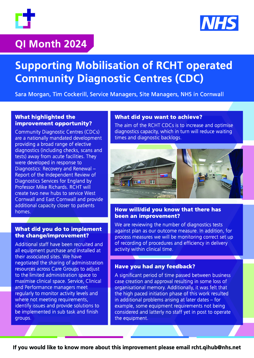 RCHT QI Community Diagnostic Services | Fab NHS Stuff