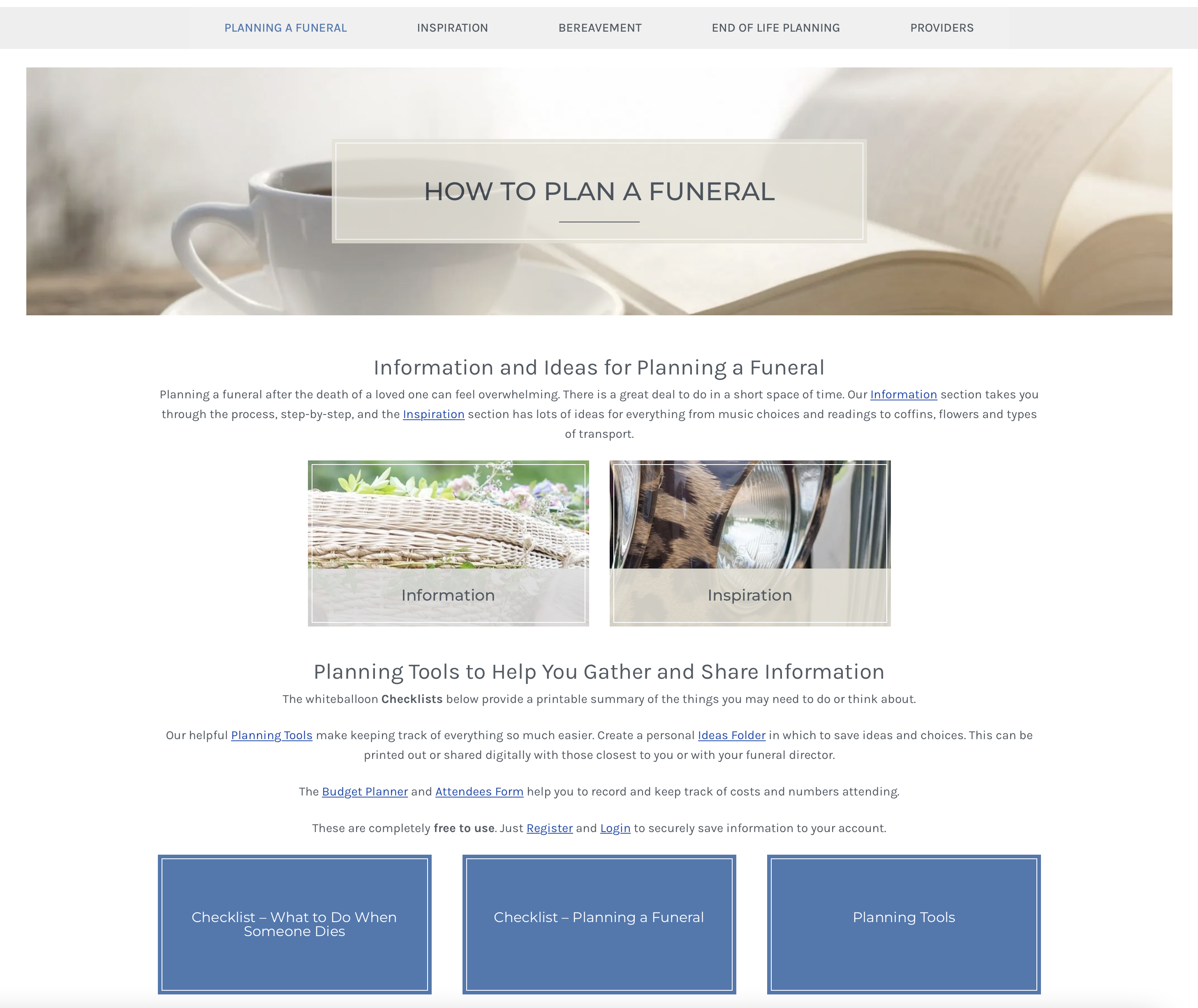 A free, on-line resource to help people to plan a funeral or ...