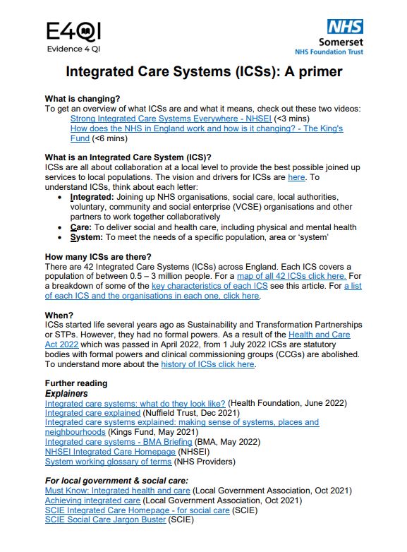 ICSs - all you need to know on a page! | Fab NHS Stuff