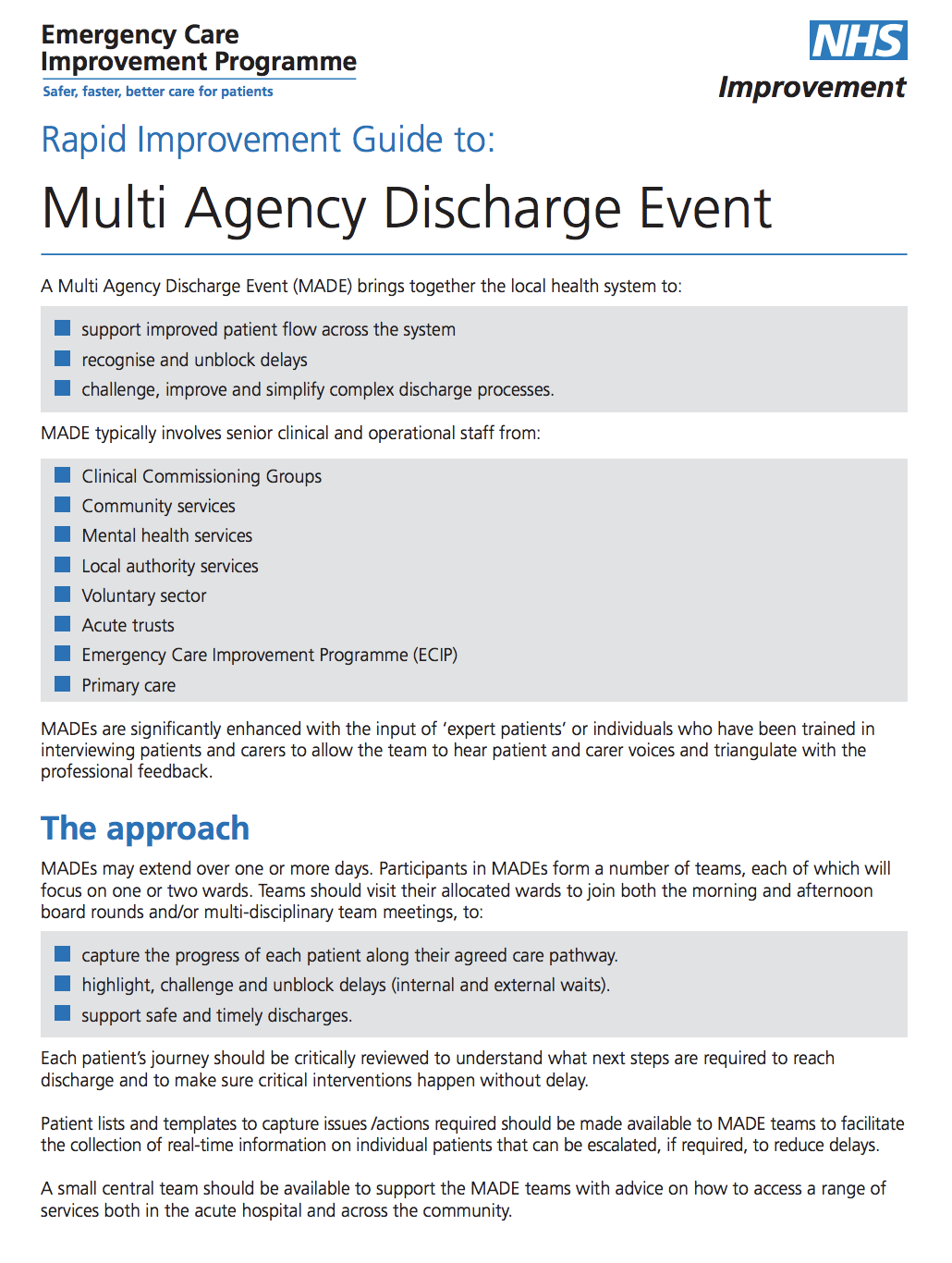Multi Agency Discharge Event (MADE) | Fab NHS Stuff