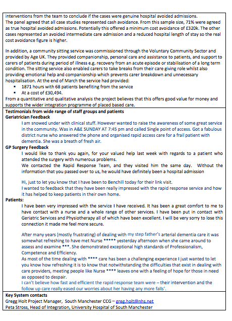 ECIST Case Study - South Manchester Rapid Response Service | Fab NHS Stuff