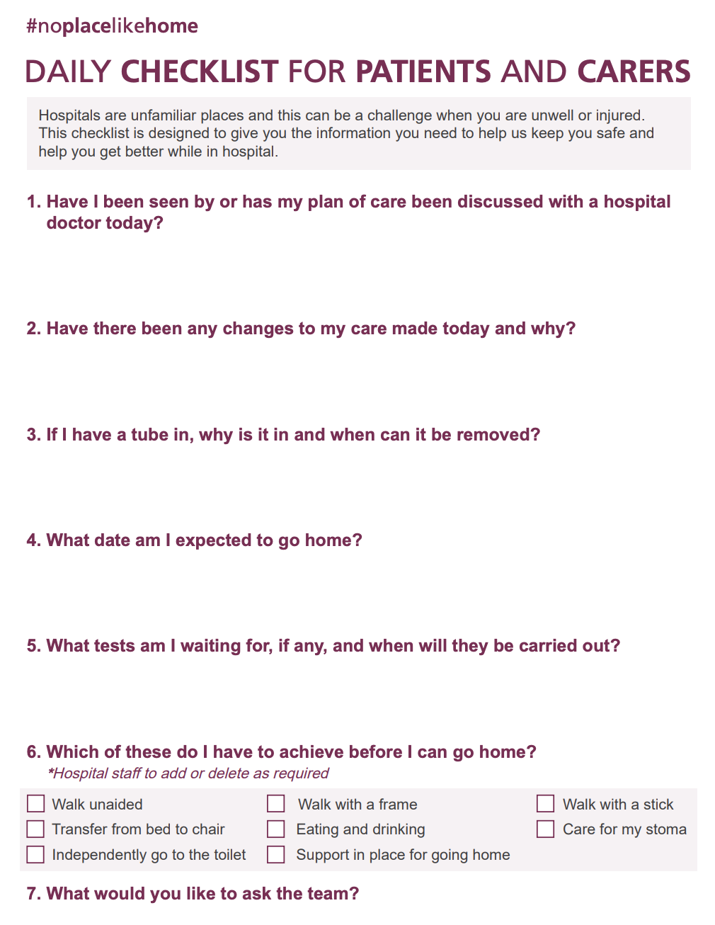 North Cumbria’s hospitals launch new checklist for patients and carers ...