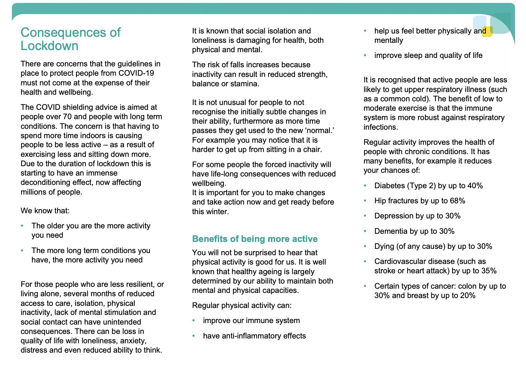 Covid-19, Older Adults Deconditioning Advice Leaflet | Fab NHS Stuff
