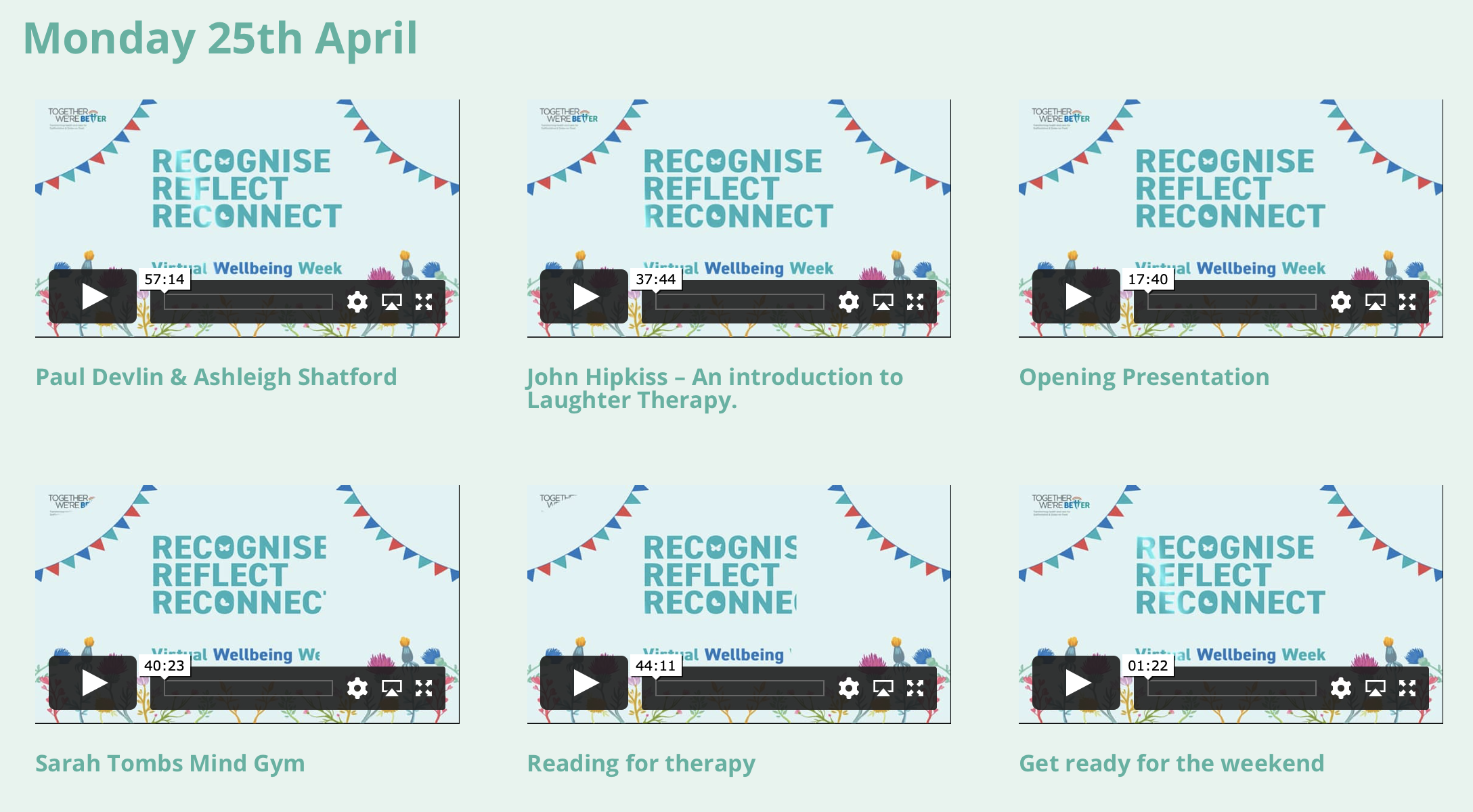 Recognise, Reflect, Reconnect | Fab NHS Stuff