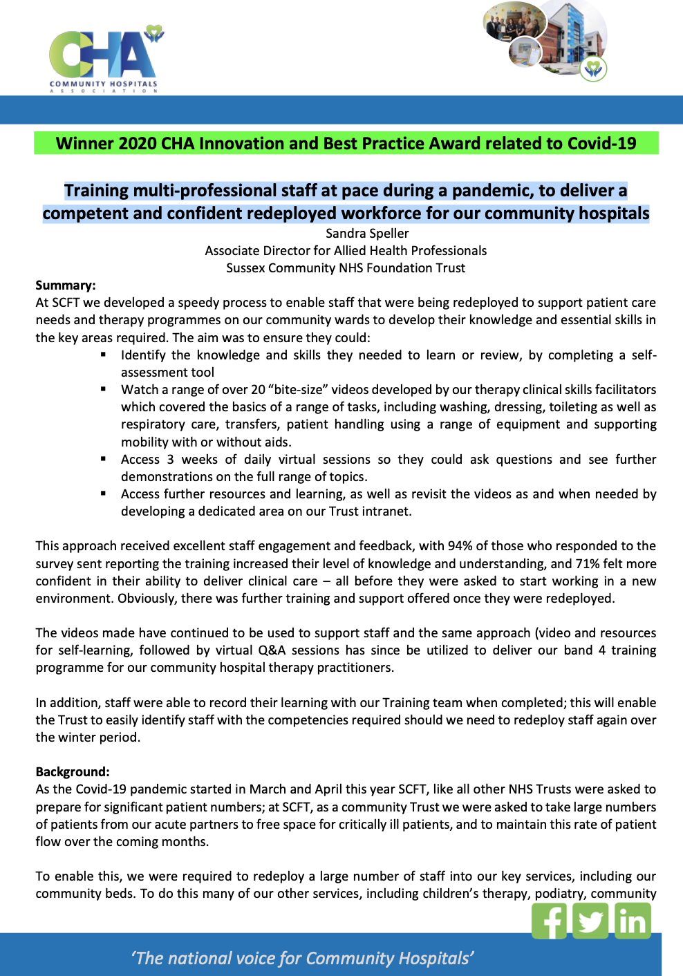 Training multi-professional staff at pace during a pandemic, to deliver ...