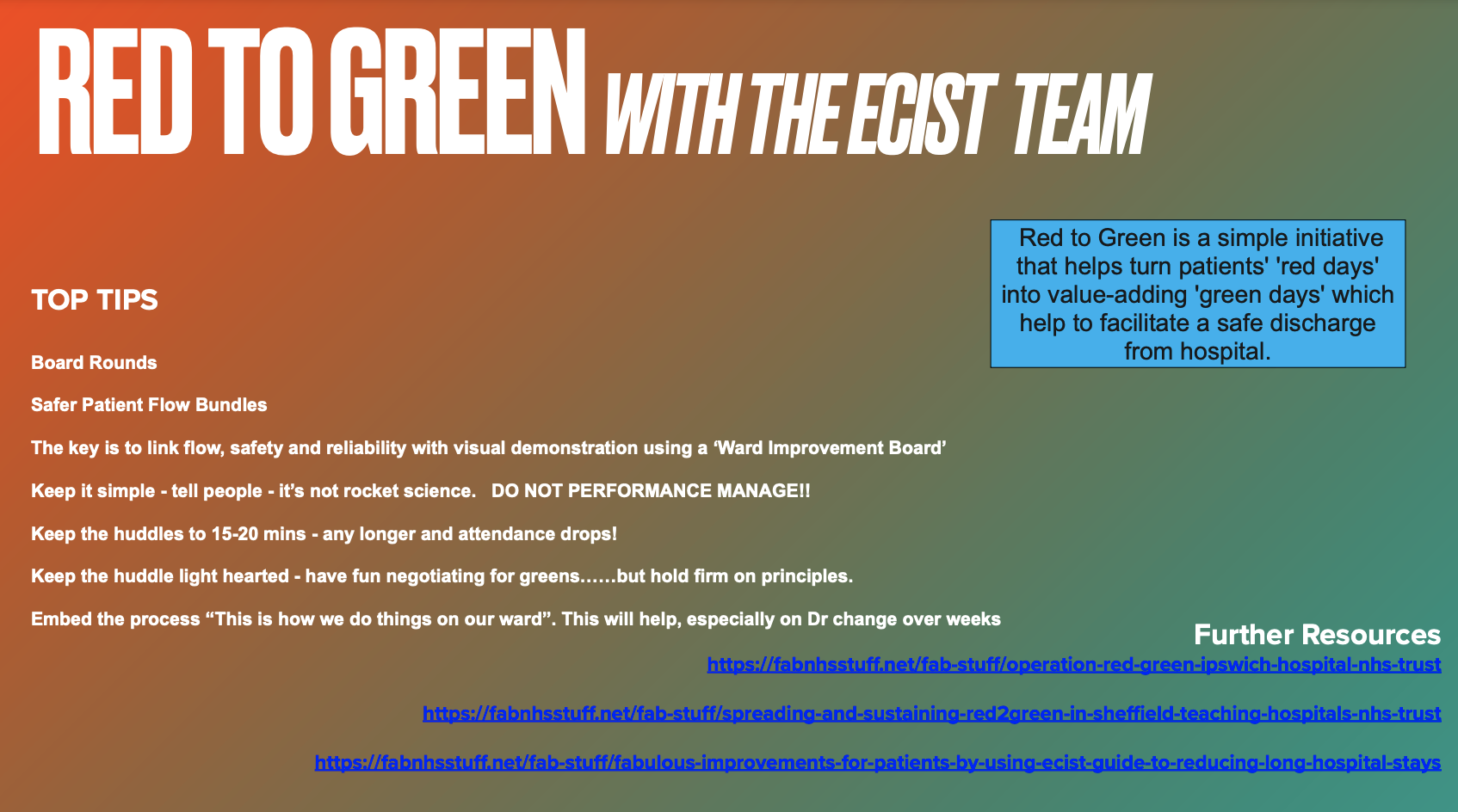 Red to Green | Fab NHS Stuff