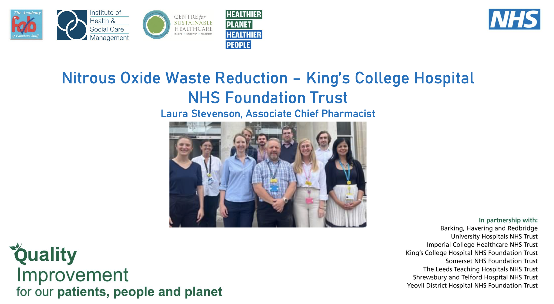 Nitrous Oxide Waste Reduction – King’s College Hospital NHS Foundation ...