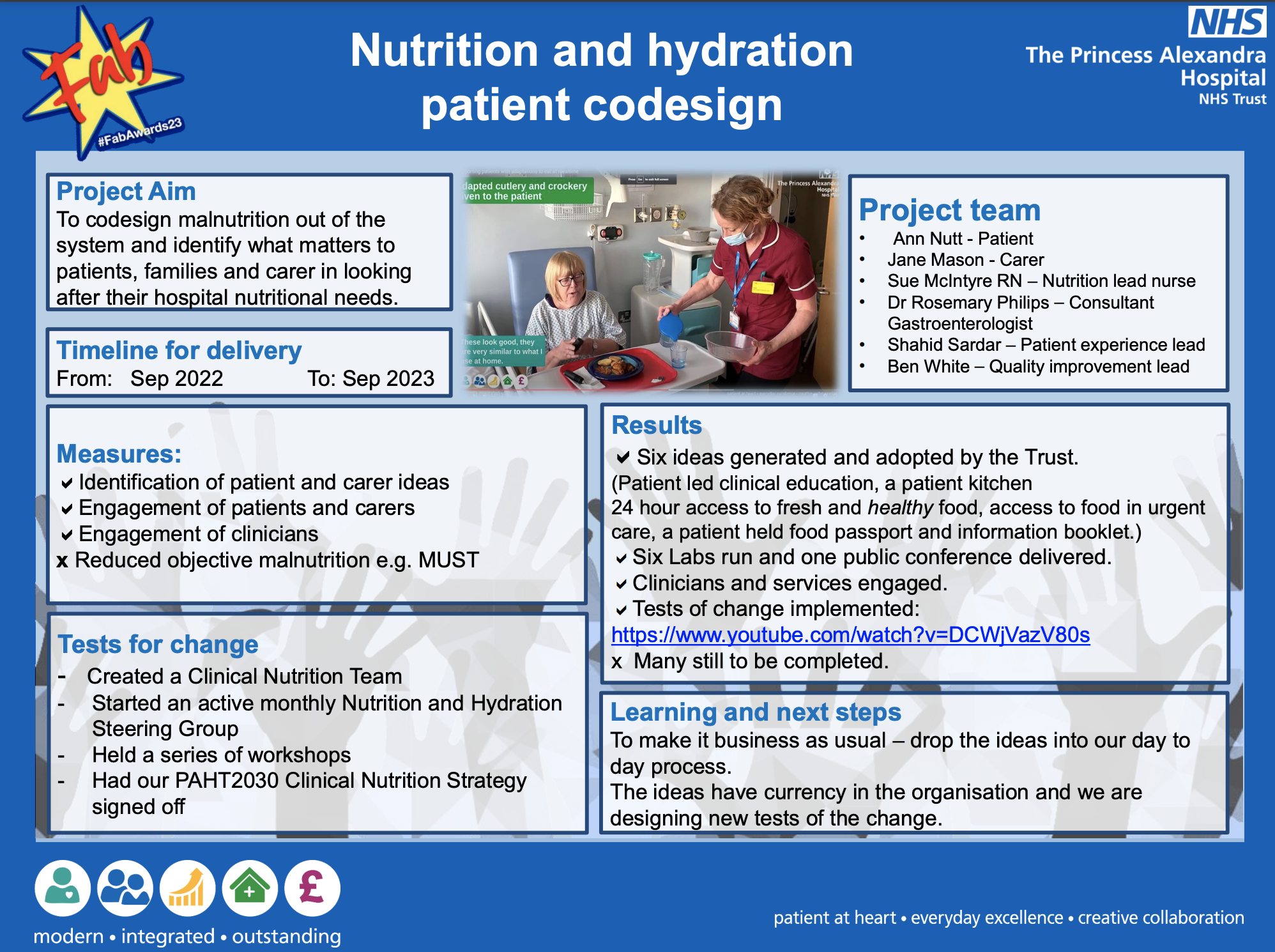 PAHT Nutrition and hydration patient co-design | Fab NHS Stuff