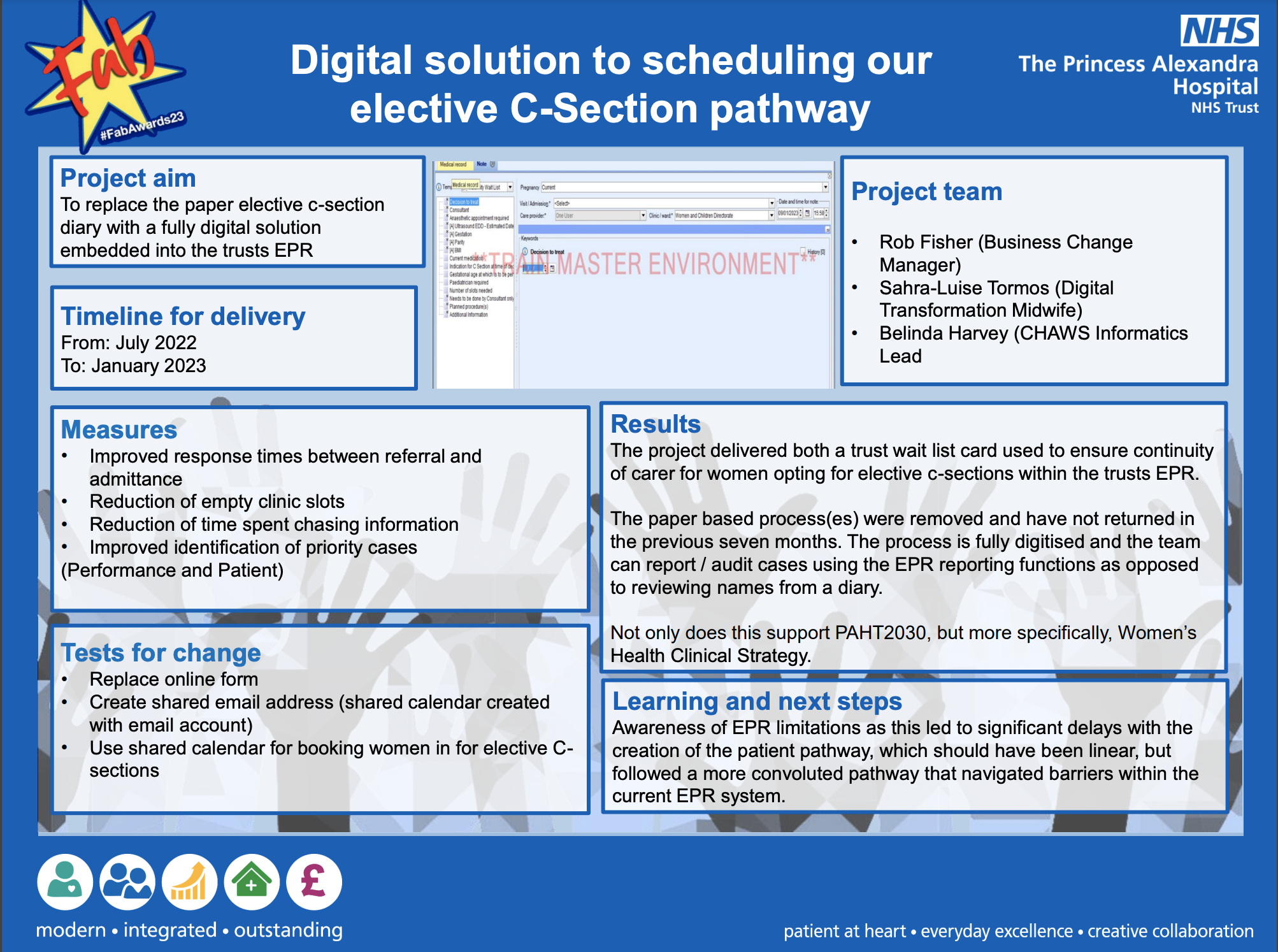 Digital solution to scheduling our elective C-Section pathway | Fab NHS ...