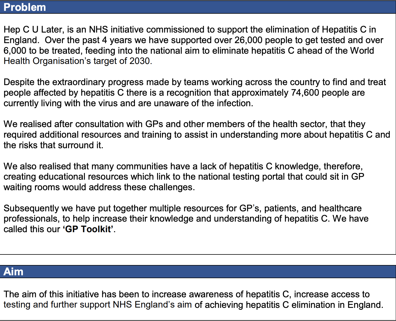 Hep C U Later - Developing a toolkit to support Hepatitis C elimination ...