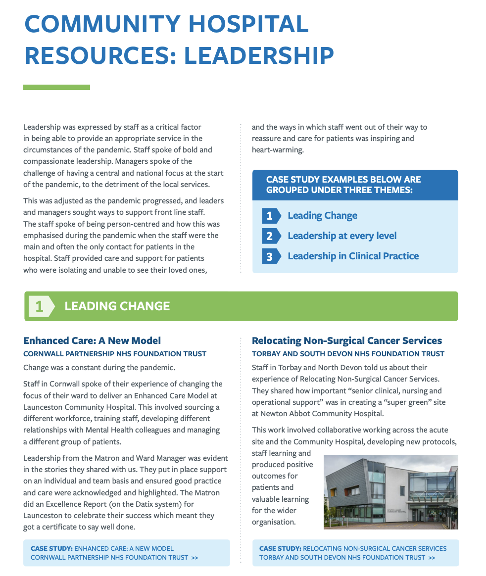 Community Hospital Resource Packs - #3 Leadership | Fab NHS Stuff